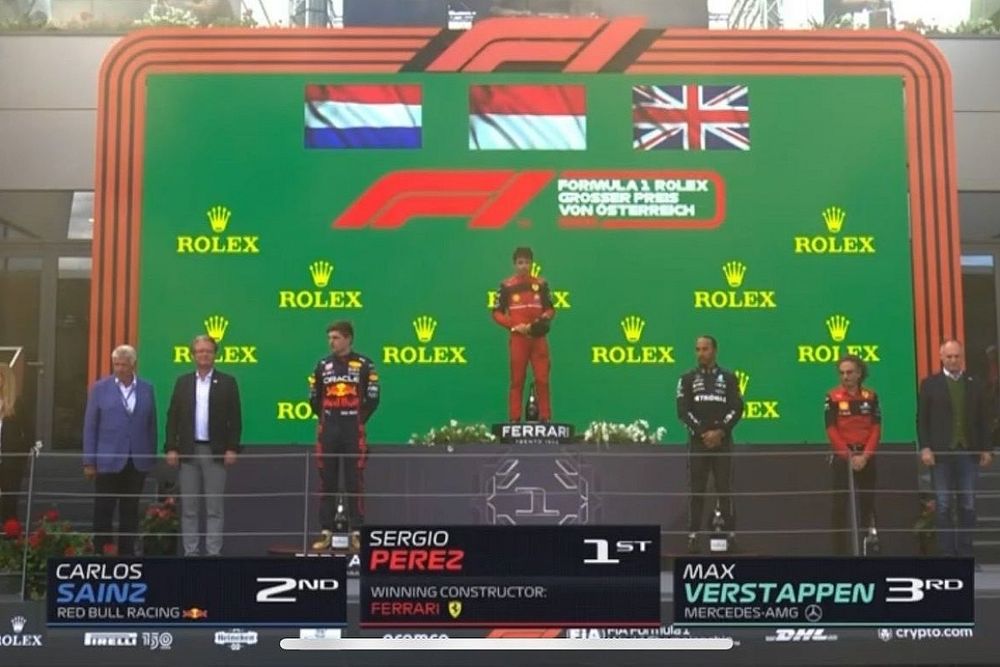 La F1 da a Pérez como ganador en el podio del GP de Austria