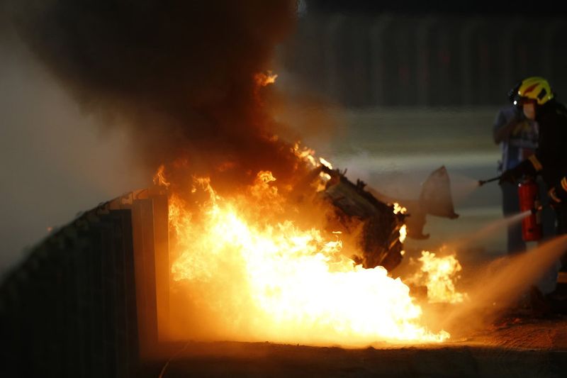 F1 photos: Romain Grosjean's Haas Bahrain fireball crash