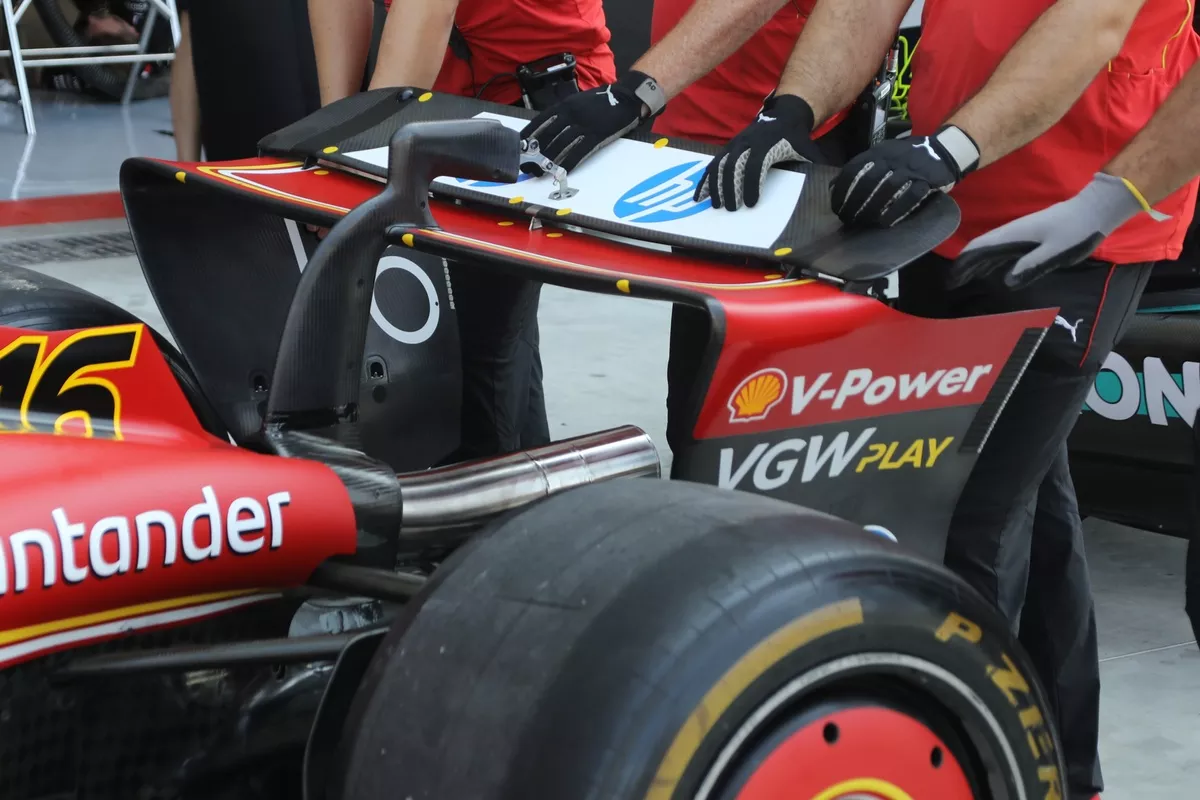 Ferrari SF-24 at Monza: rear wing is a major evolution of 2023 F1 design