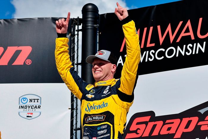 Christian Rasmussen steals maiden IndyCar win after late weather caution
