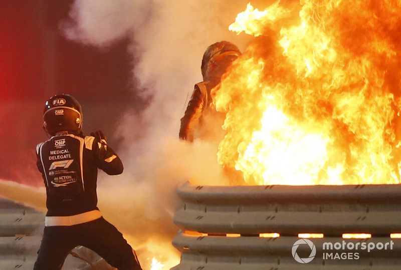F1 photos: Romain Grosjean's Haas Bahrain fireball crash