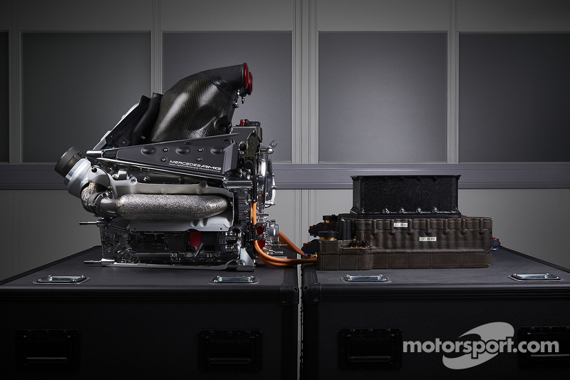 The power unit of the Mercedes AMG F1 W06 at Mercedes AMG F1 W06 launch